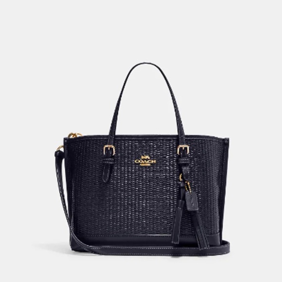 Coach | Bags | New Coach Straw Mollie Tote 25 In Midnight Navy | Poshmark